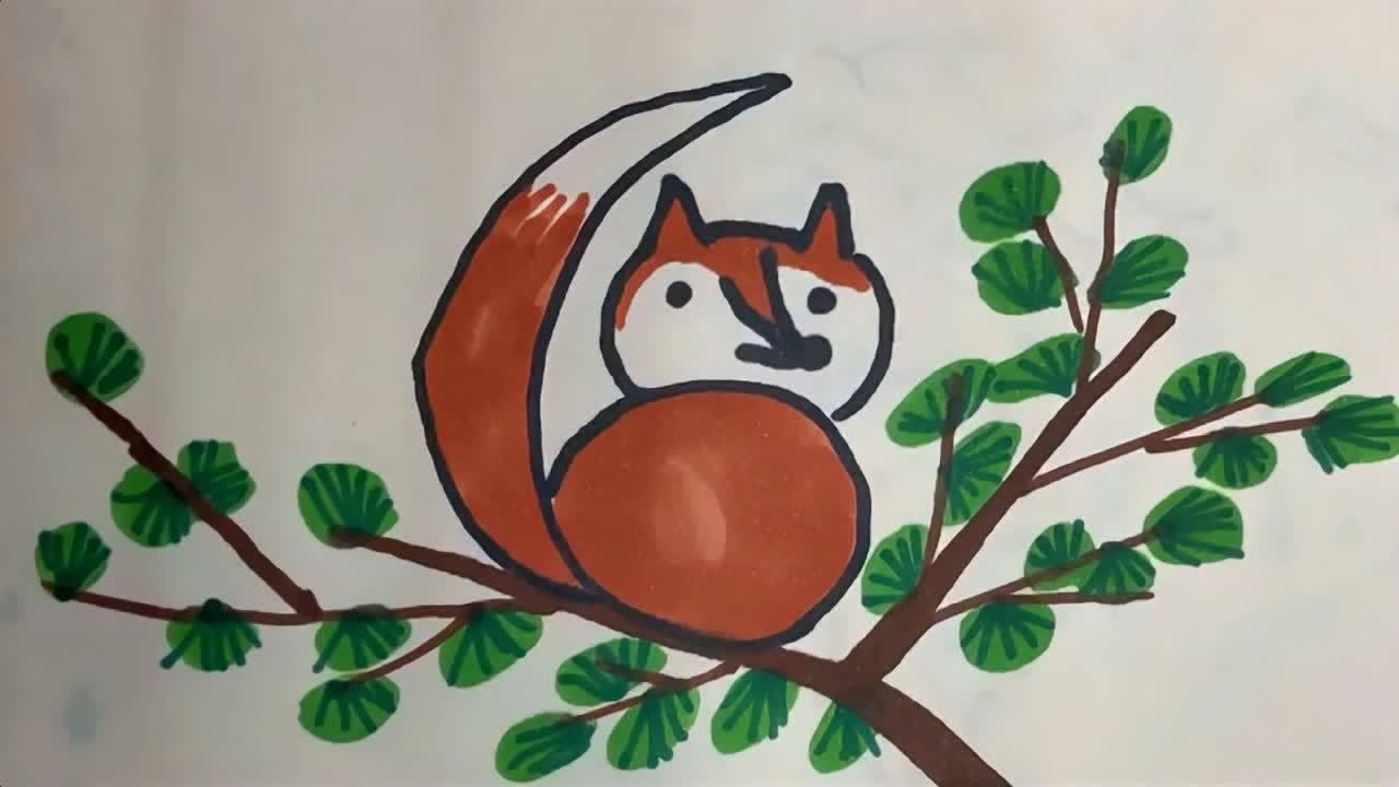 简笔画《小松鼠》用数字6绘画松鼠真简单