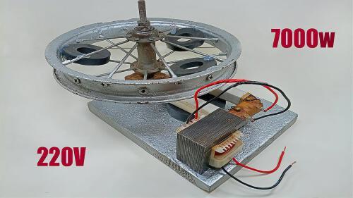 一个自行车轮,和一个马达就能制作一个户外永动发电机