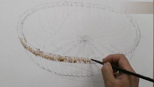 藤条篮子画法,只要掌握形体结构和基础素描就能画好