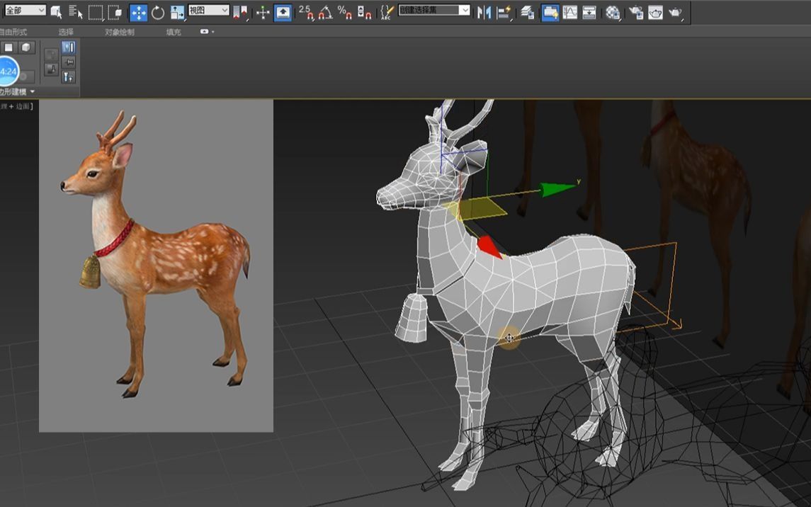 【3dmax建模】零基础学习动物模型建模,用3dmax制作一只梅花鹿模型