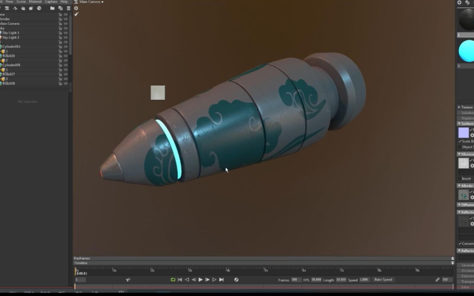 如何用3Dmax做一个导弹【全流程=模型 uv 贴图】