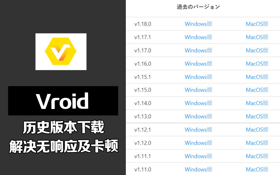 【Vroid】往期历史版本下载/本地安装/解决新版无响应及卡顿
