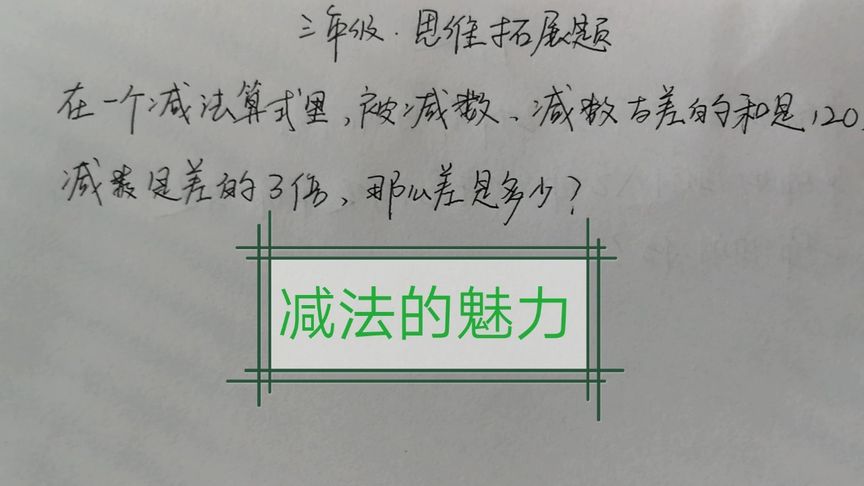 被减数+减数+差=120,差是多少?老师说懂减法的就会做