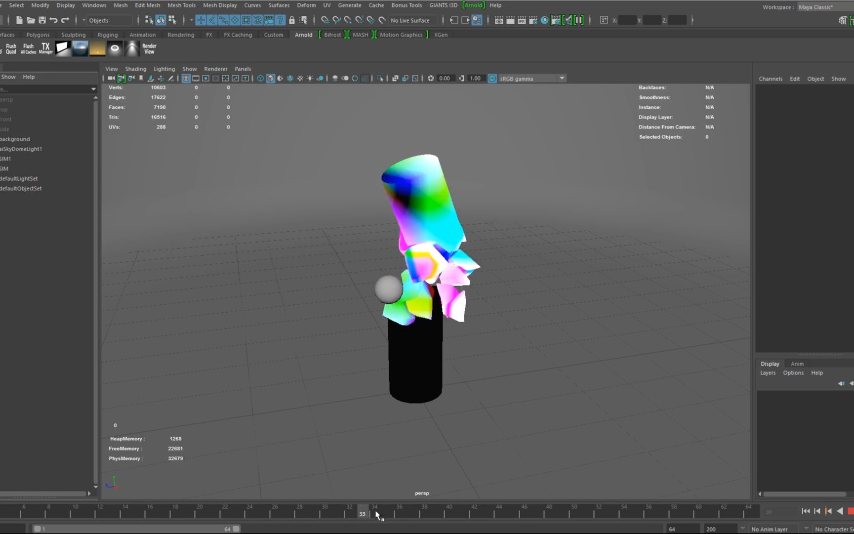 Houdini16.0 RBD输出ABC到maya用arnold渲染运动模糊
