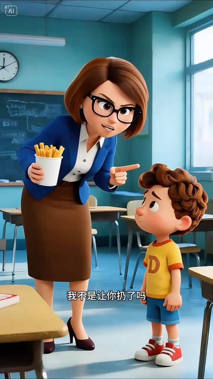 偷偷带薯条去学校吃被老师发现了