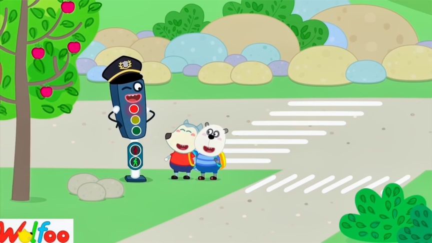 信号灯的重要性:小狼引走了信号灯,结果马路上一团乱