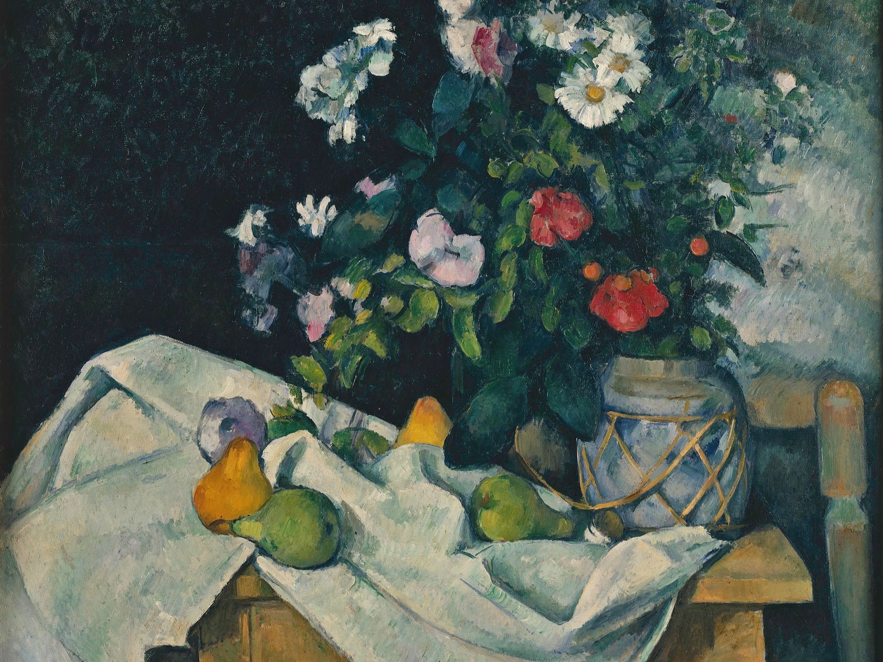 花卉和水果静物的绘画过程,临摹塞尚的印象派风格画作。