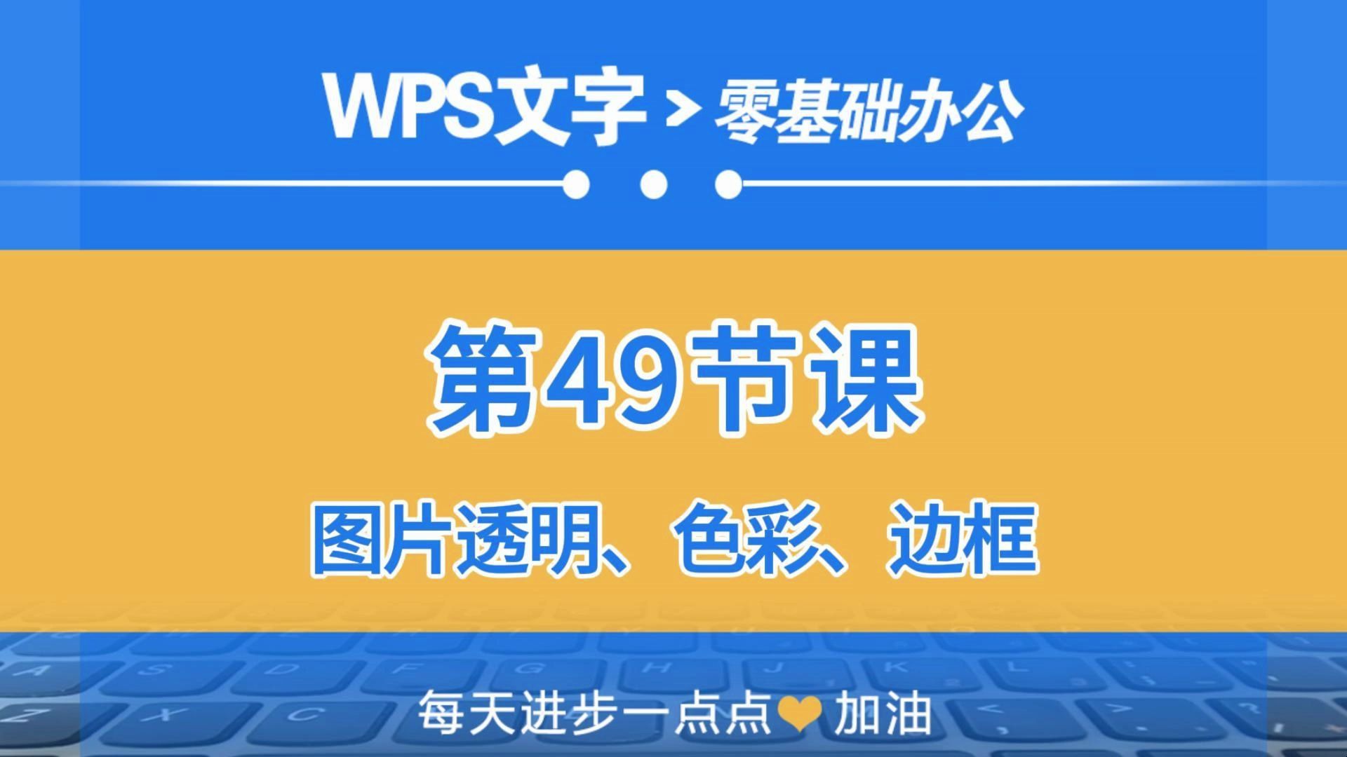 WPS文字零基础第49课:设置图片的透明、色彩和边框的方法