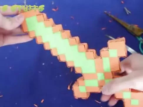 DIY纸质教程 我的世界钻石剑制作 @全球精选TV#DIY频道
