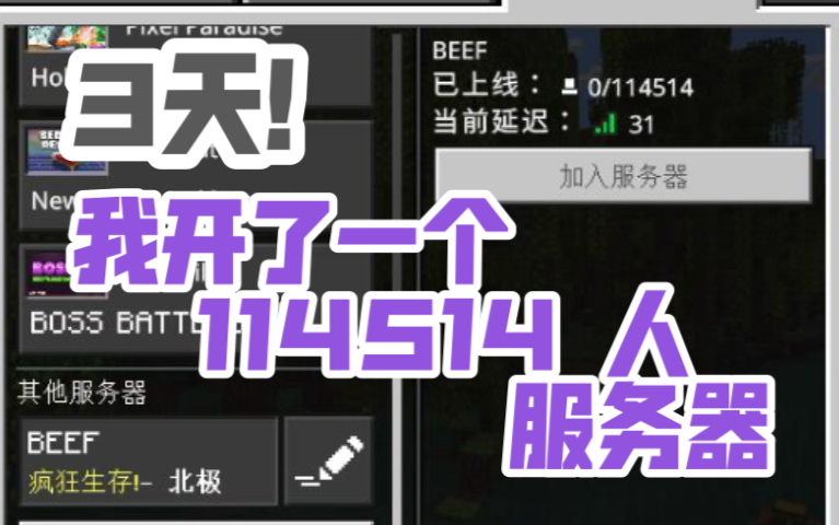 3天我开了一个114514人的服务器!快来看看吧_我的世界