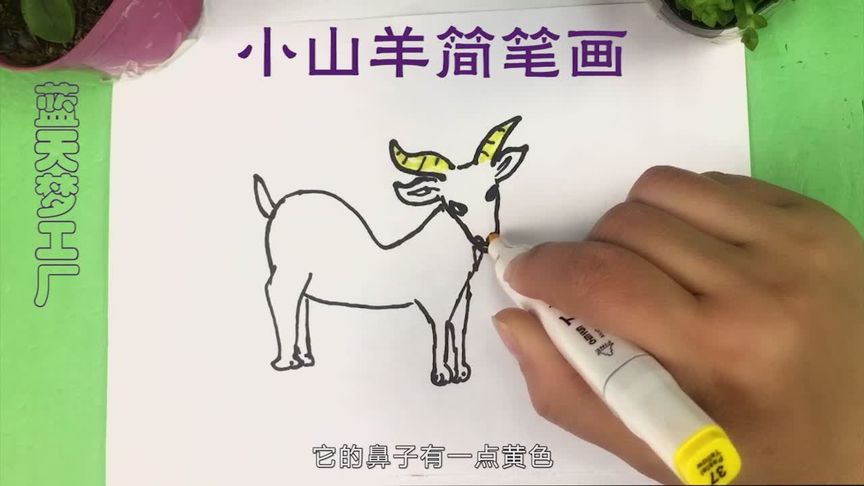 山羊简笔画:这样画山羊是不是超像的,简单的步骤讲给您
