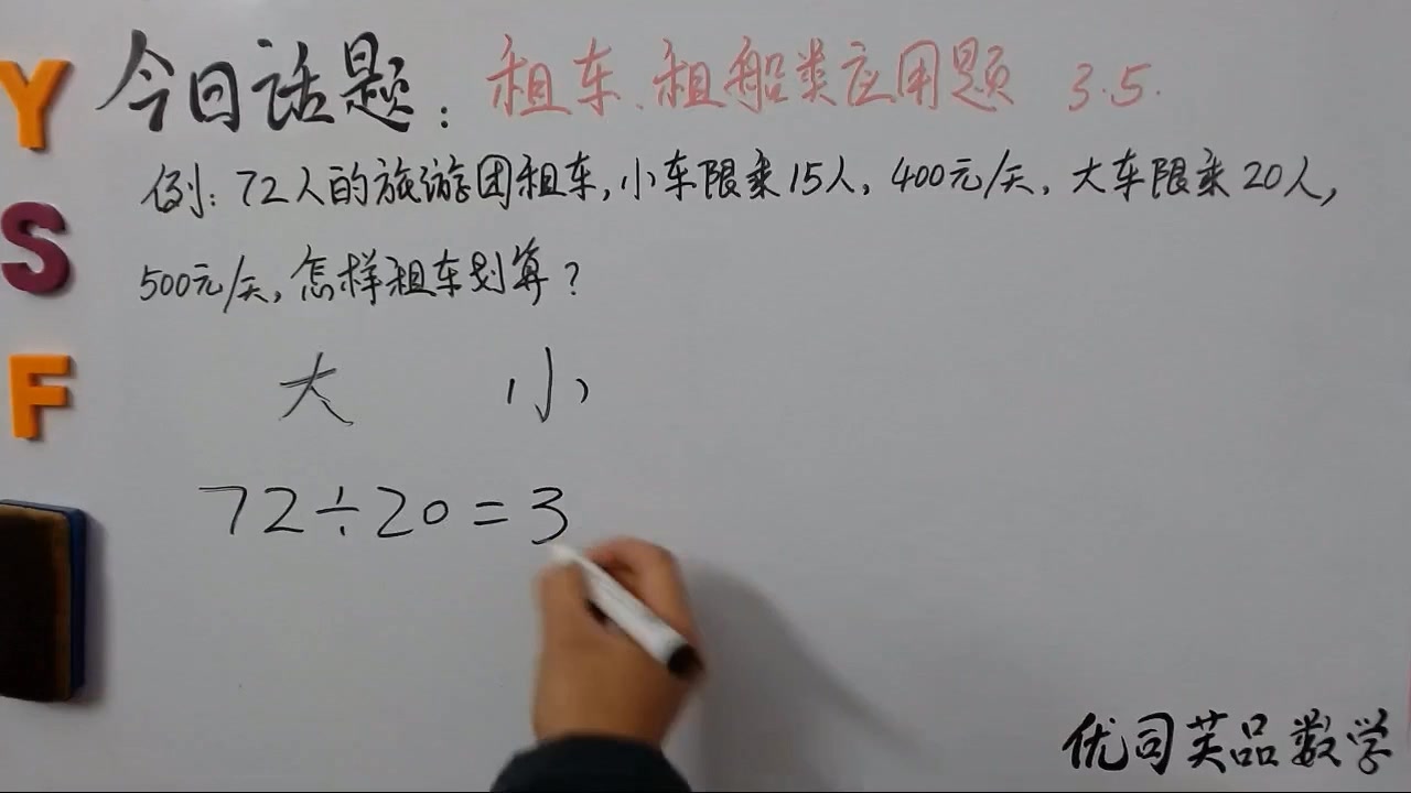 小学四年级数学下册:租车、租船类应用题。优司芙品数学