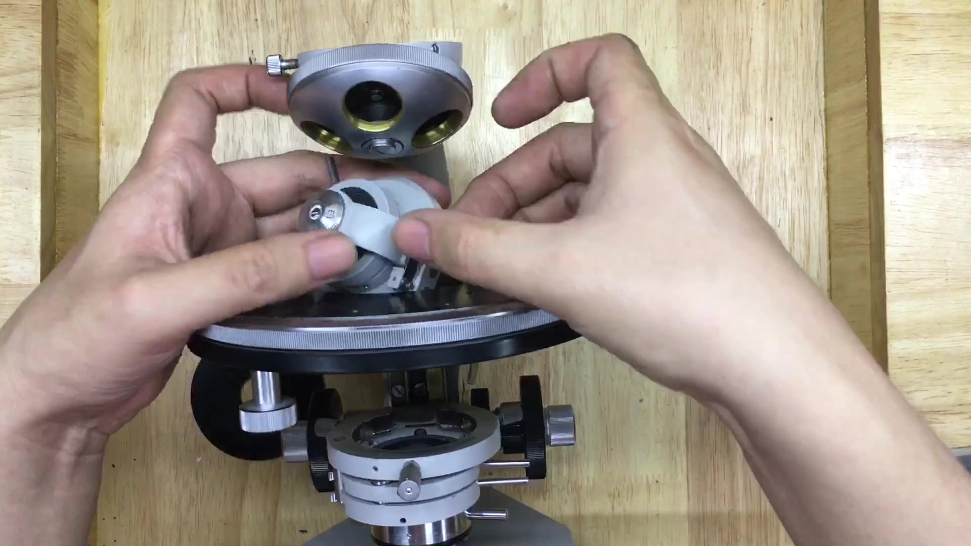 显微镜拆解 上海PS型偏光生物显微镜 不完全拆解(1)