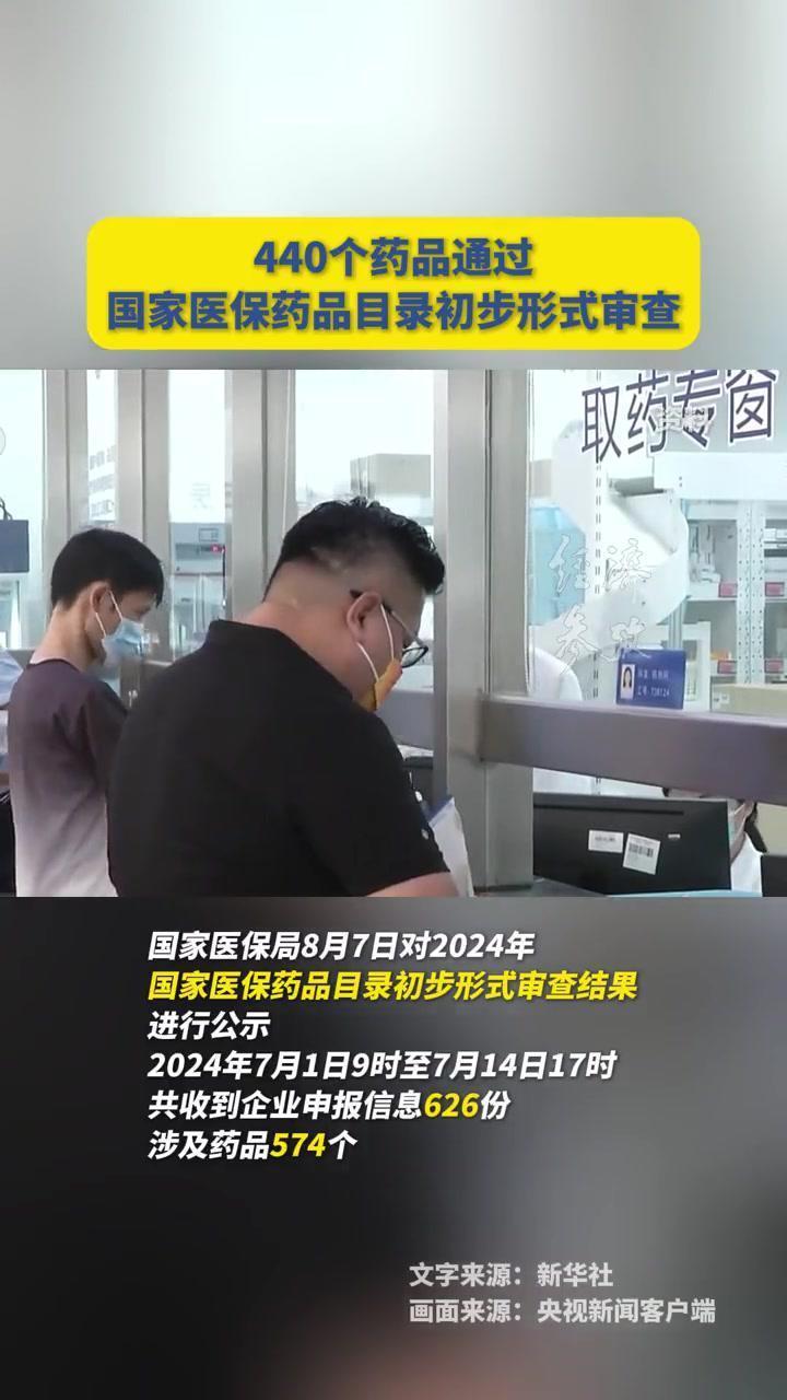 440个药品通过2024年国家医保药品目录初步形式审查