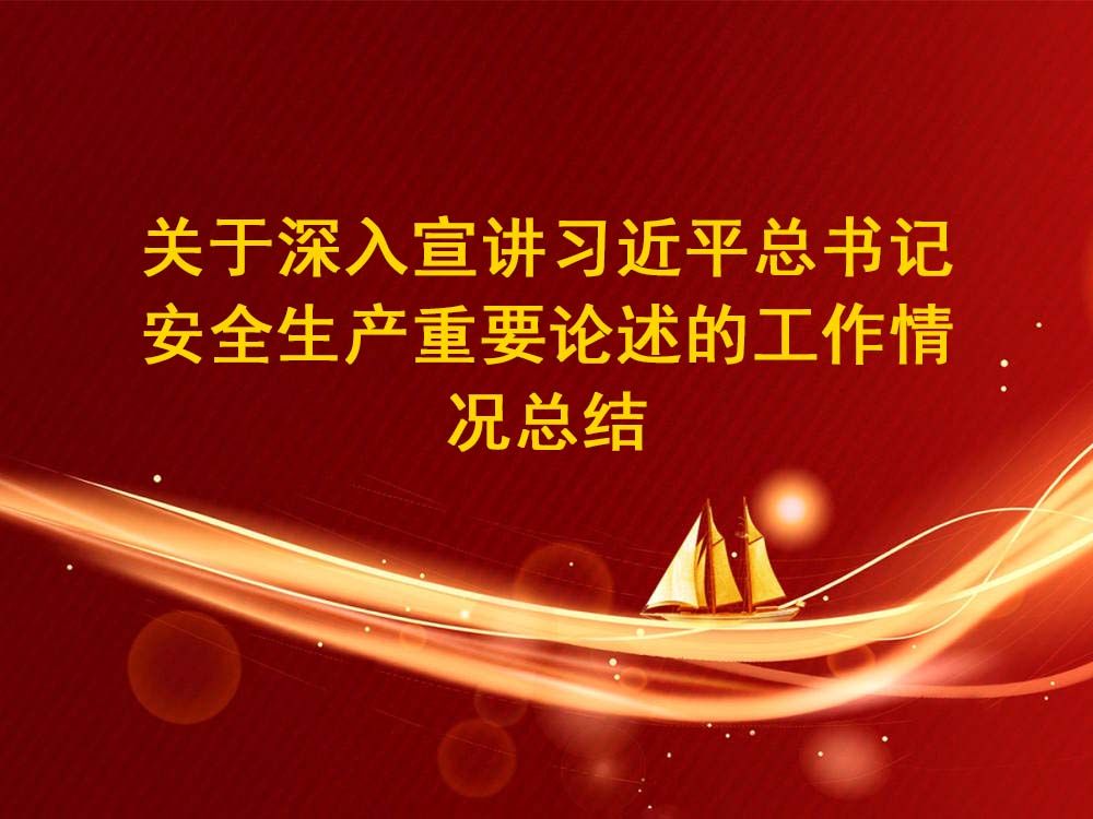 关于深入宣讲习近平总书记安全生产重要论述的工作情况总结