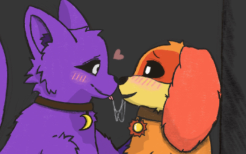 【波比的游戏时间】[瞌睡猫X小狗朝日同人|绘画过程] “Dear Dogday, ...