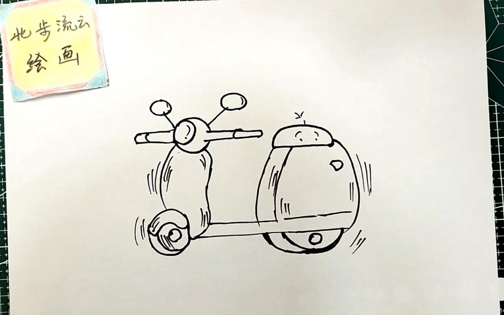 摩托车简笔画,简单易学的儿童画