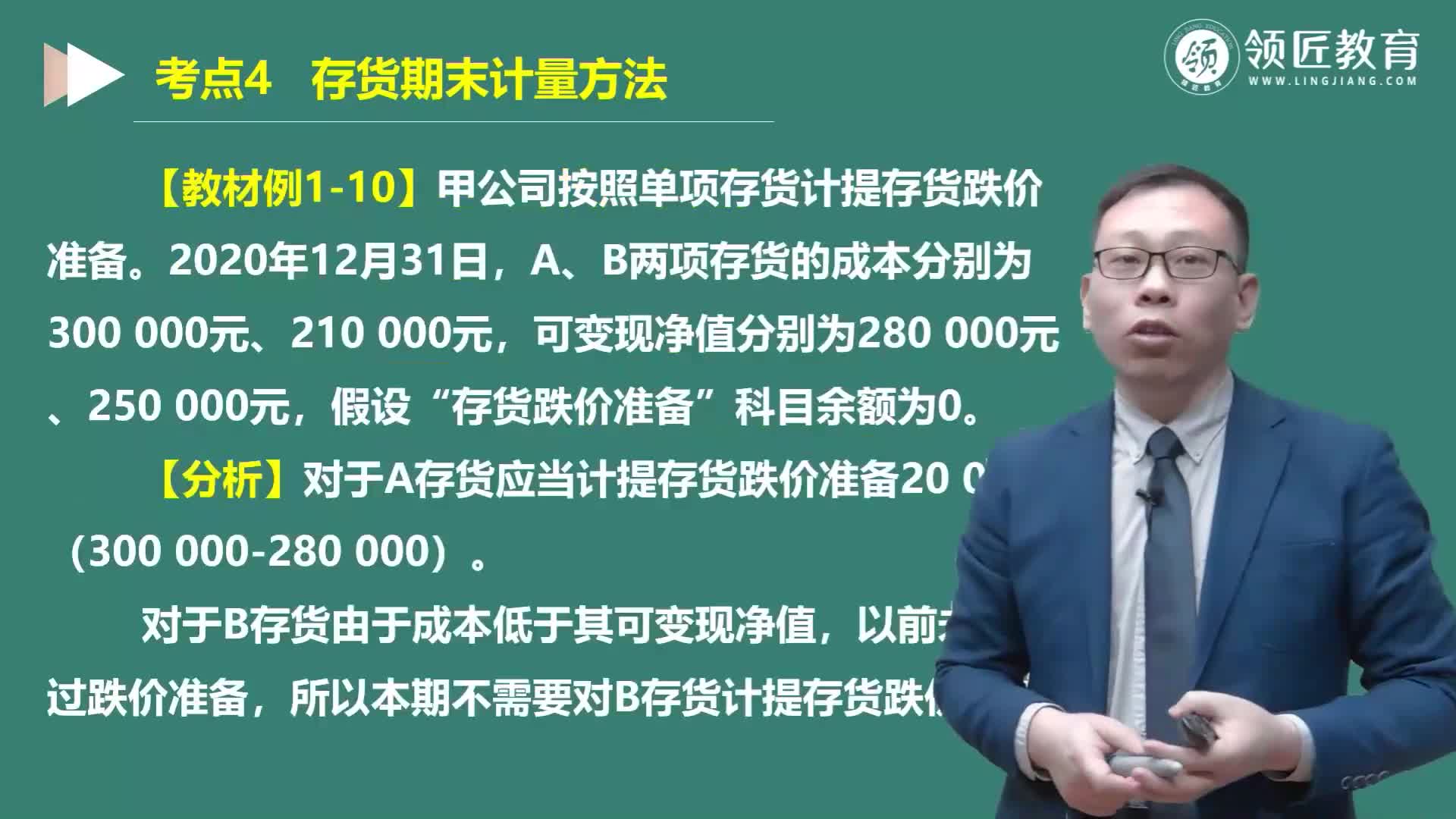 【领匠教育】李运河-中级会计师考试-存货跌价准备的计提