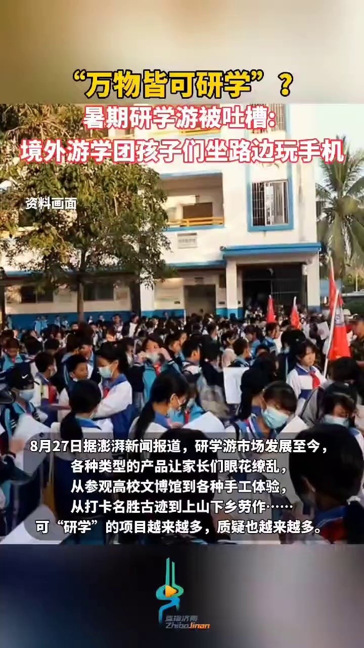 "万物皆可研学"?暑期研学游被吐槽:境外游学团孩子们坐路边玩手机