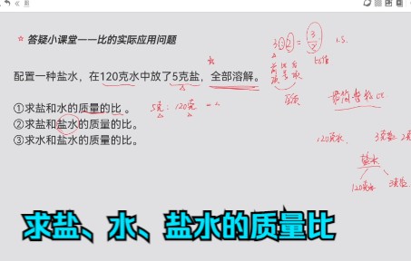 比的应用,求盐、盐水、水的质量比,小学数学答疑小课堂