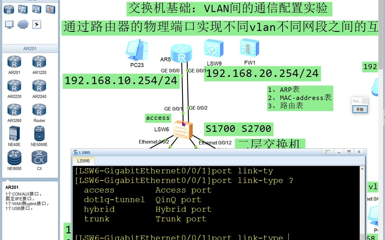 路由器连接二层交换机实现VLAN间的通信