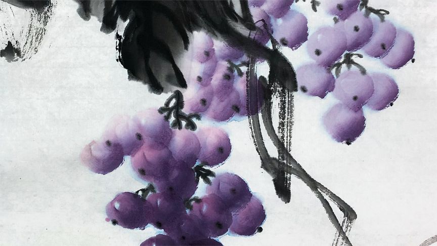 很少见的国画葡萄画法,这样创作更有中国水墨画韵味