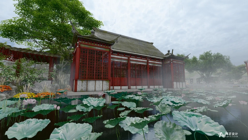阿匠设计㊗大家,新春快乐!虎虎生威!古典中式园林景观设计lumion动画...