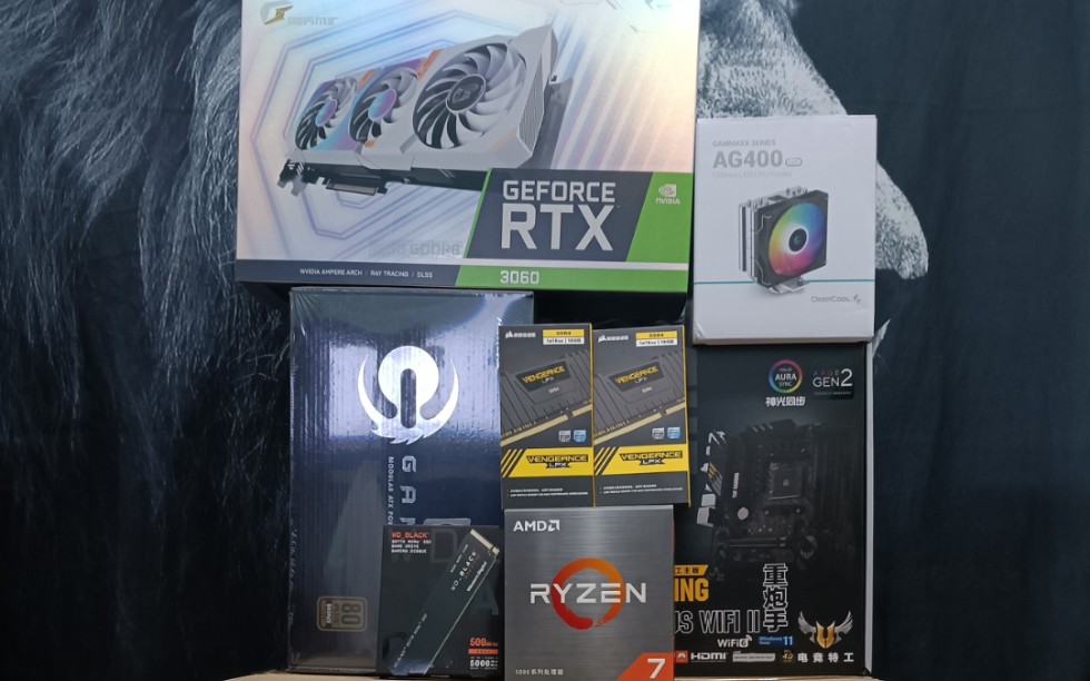 给朋友安装的一台AMD锐龙7的电脑主机,搭配七彩虹RTX3060 12G...