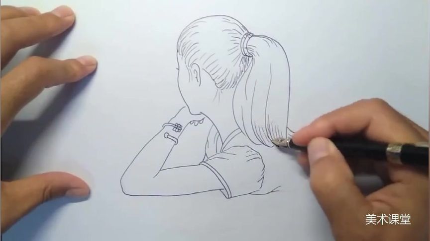 白描手法的钢笔人物速写 线条流畅朴素简练