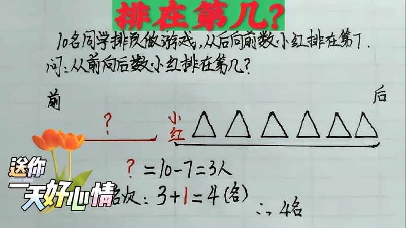 小学数学一年级:小红排在第几建议家长替孩子收藏!