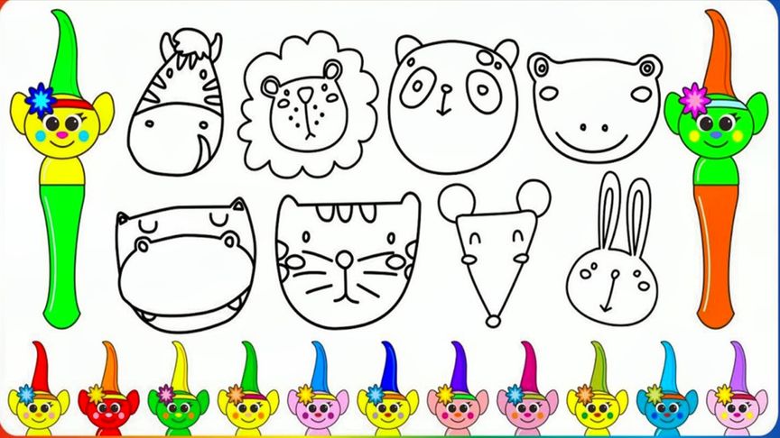 儿童绘画:八种动物的儿童趣味绘画教学,有河马,兔子和老鼠等