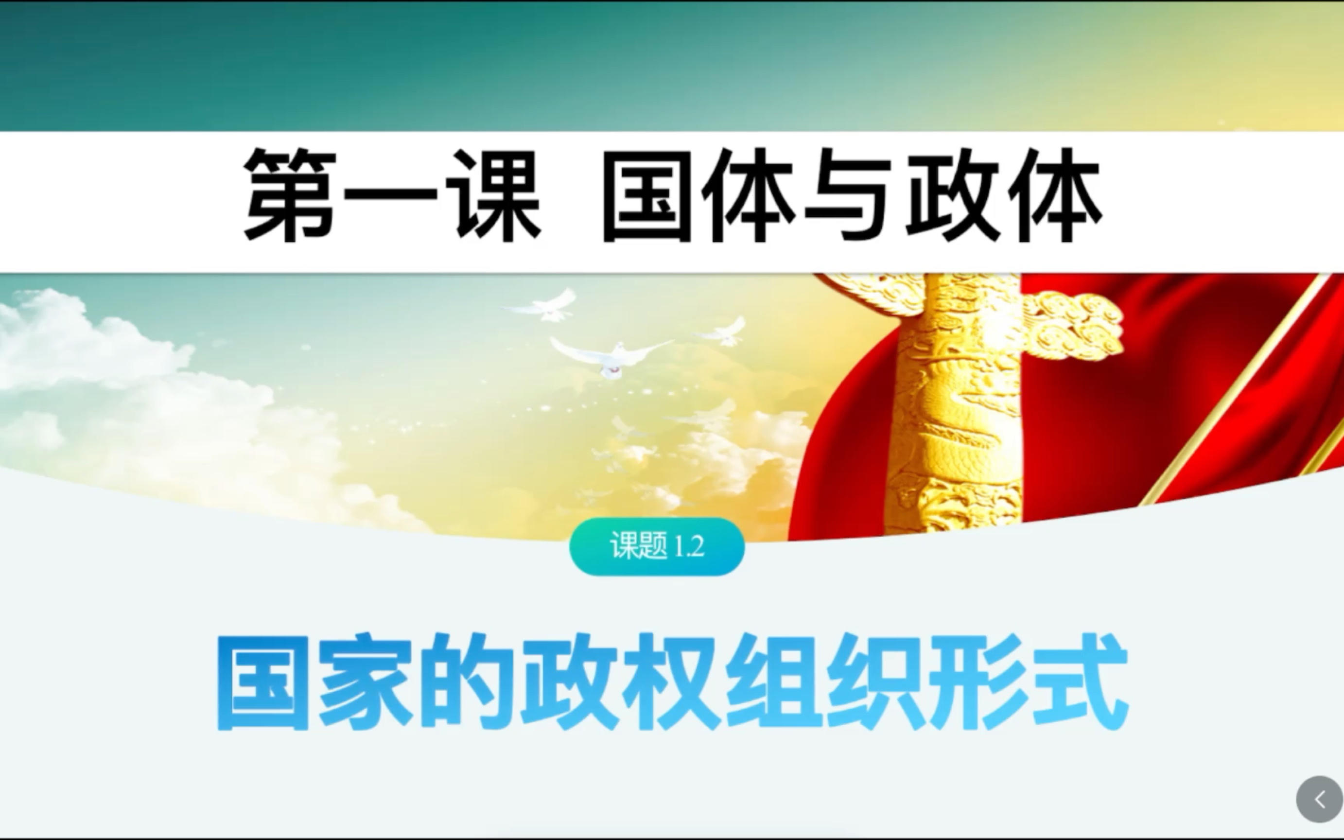 高中政治选择性必修一 1.2 《国家的政权组织形式》