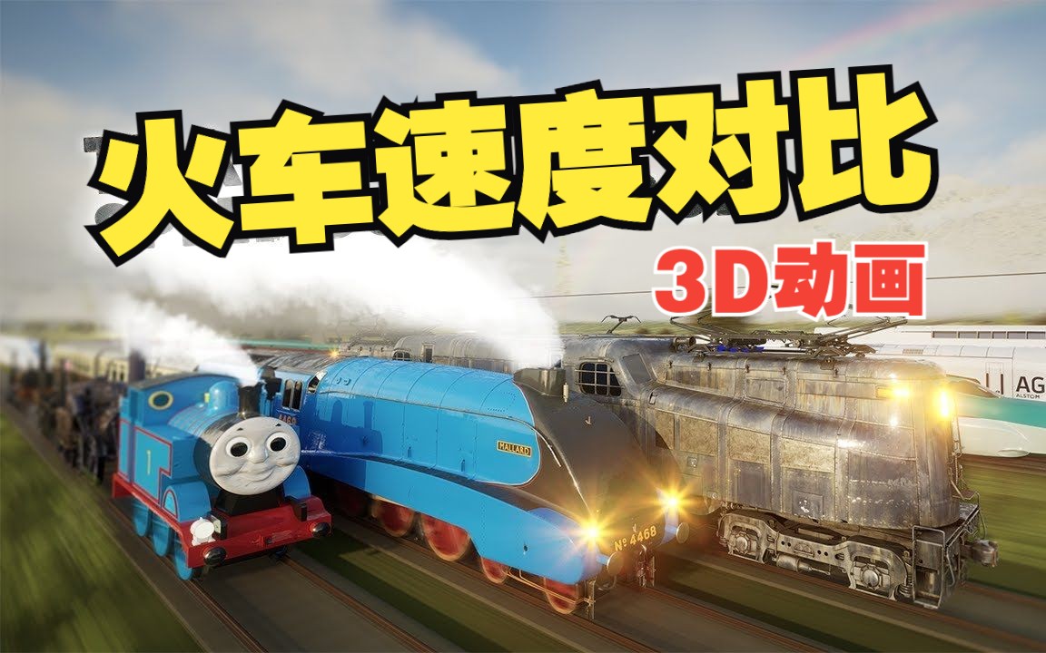 世界各国火车发展历程,从蒸汽机到磁悬浮,列车最快速度对比(3D动画...