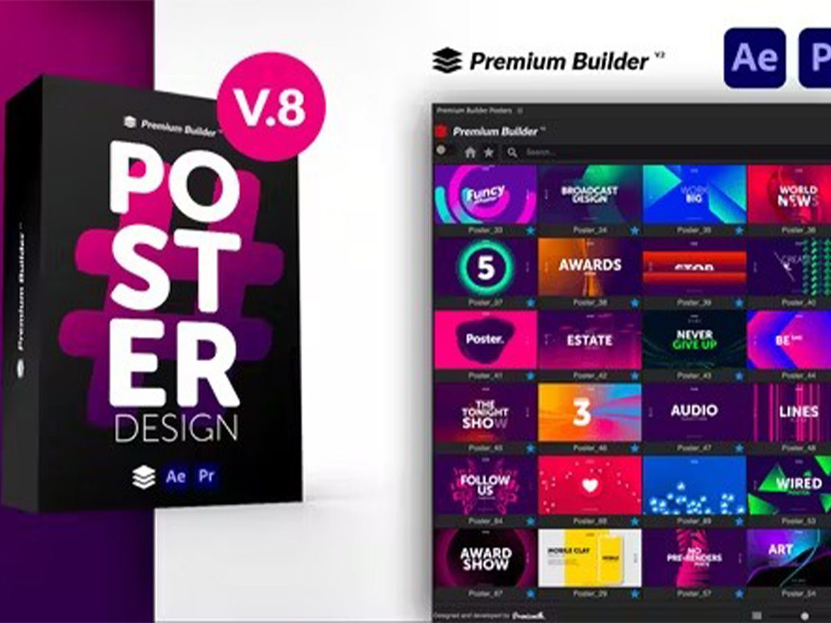 AE_PR脚本-256种时尚广告海报排版设计宣传文字图形动画预设 ...