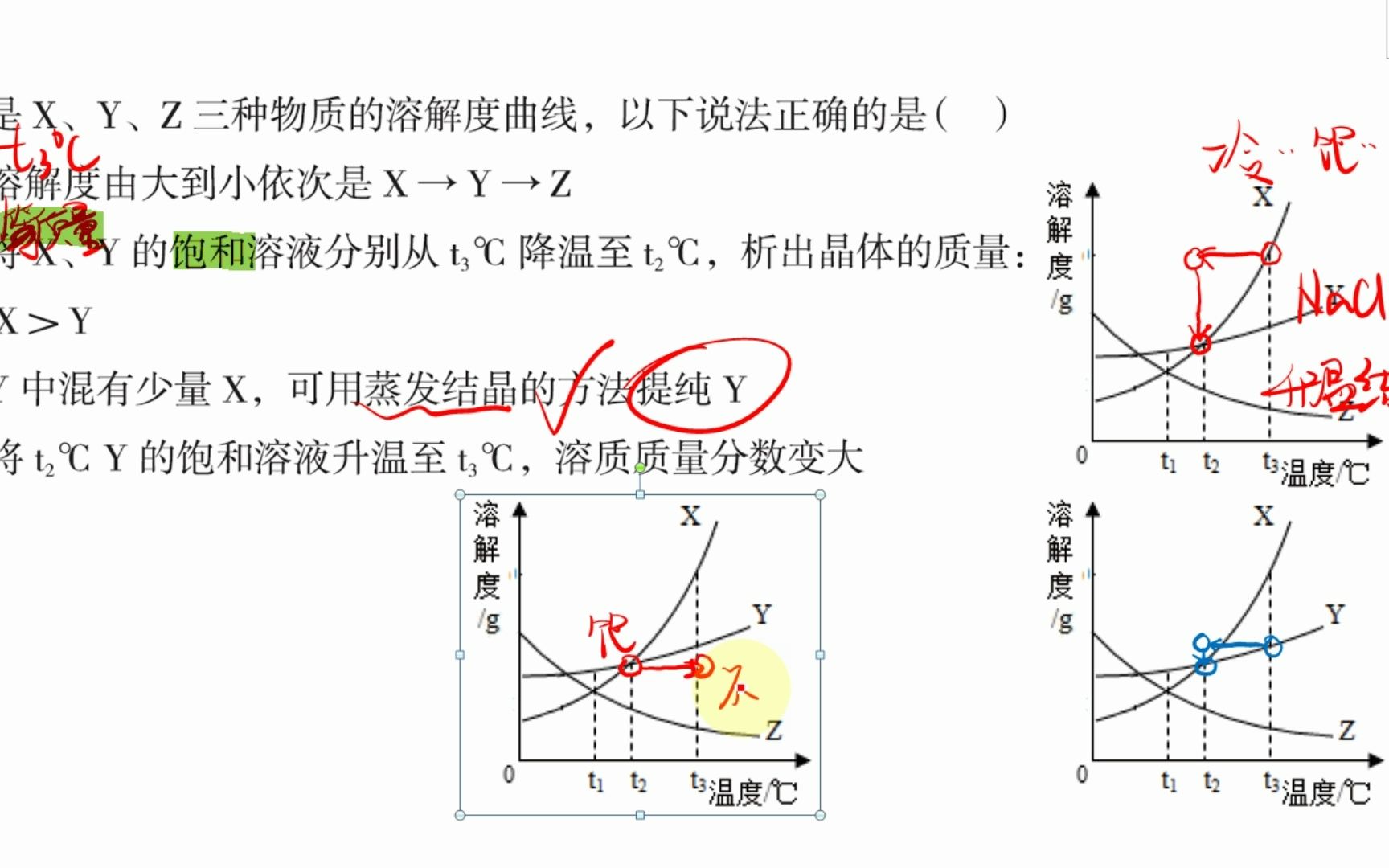 2223(8)坪山二模8.图中是X、Y、Z三种物质的溶解度曲线,以下说法...