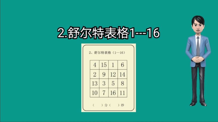 注意力A级课程第三课,视觉训练2.舒尔特表格1-16。好的注意力专