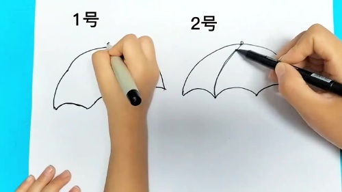 姐姐妹妹比赛画雨伞,创意简笔画,雨伞简笔画,儿童画,少儿美术