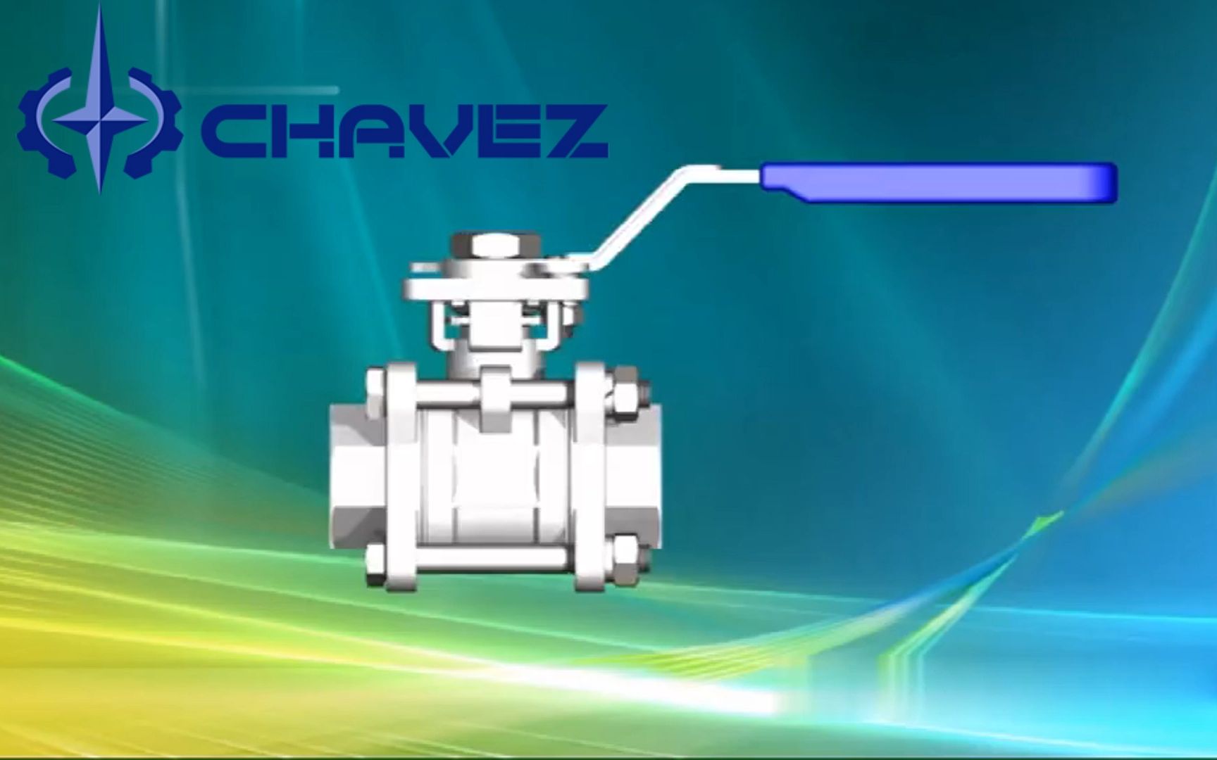 阀门高平台球阀,3片式丝扣螺纹球阀工业动画