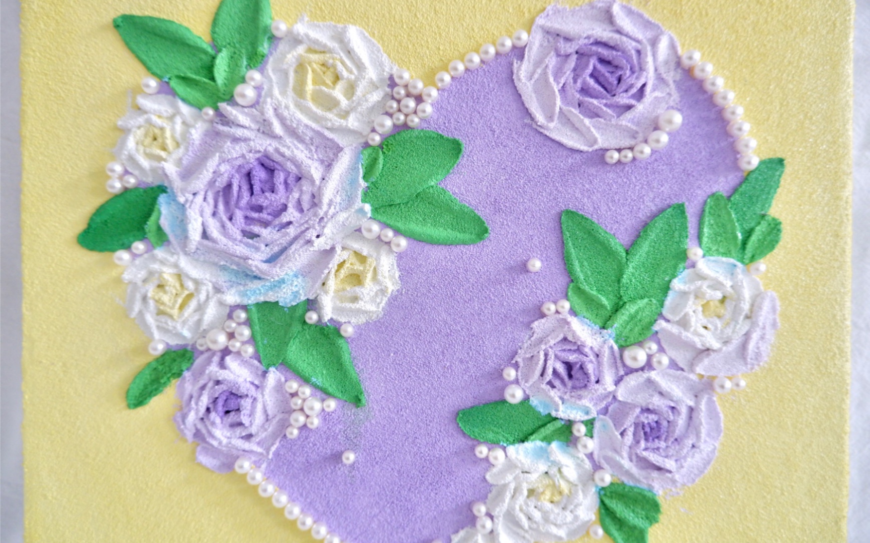 七夕玫瑰花丙烯石英砂肌理画绘画过程