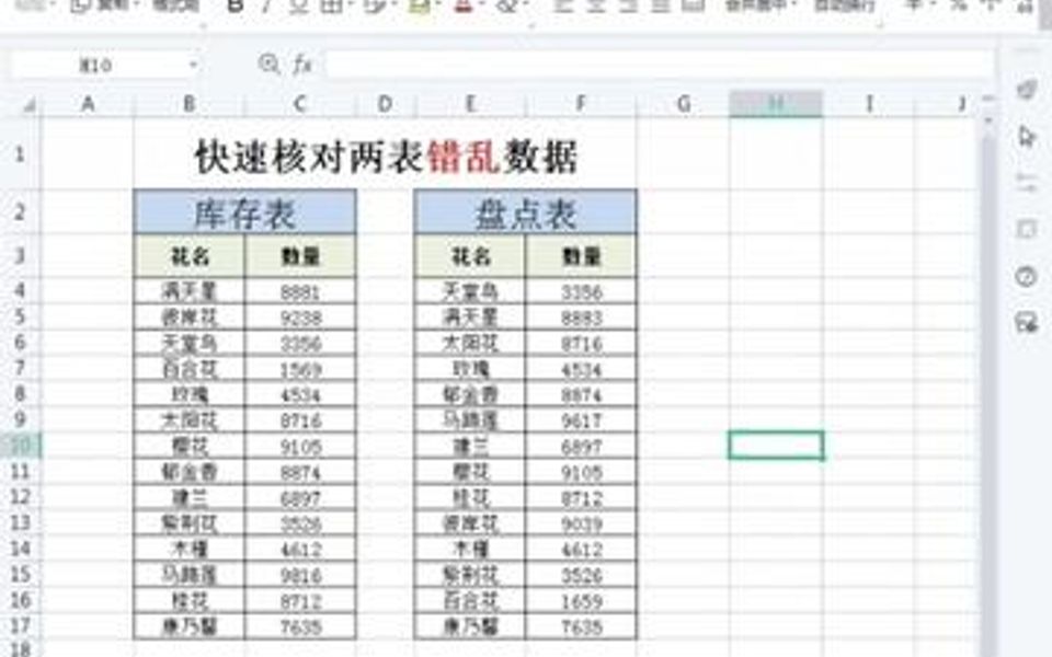 快速核对两表错乱数据你学废了吗