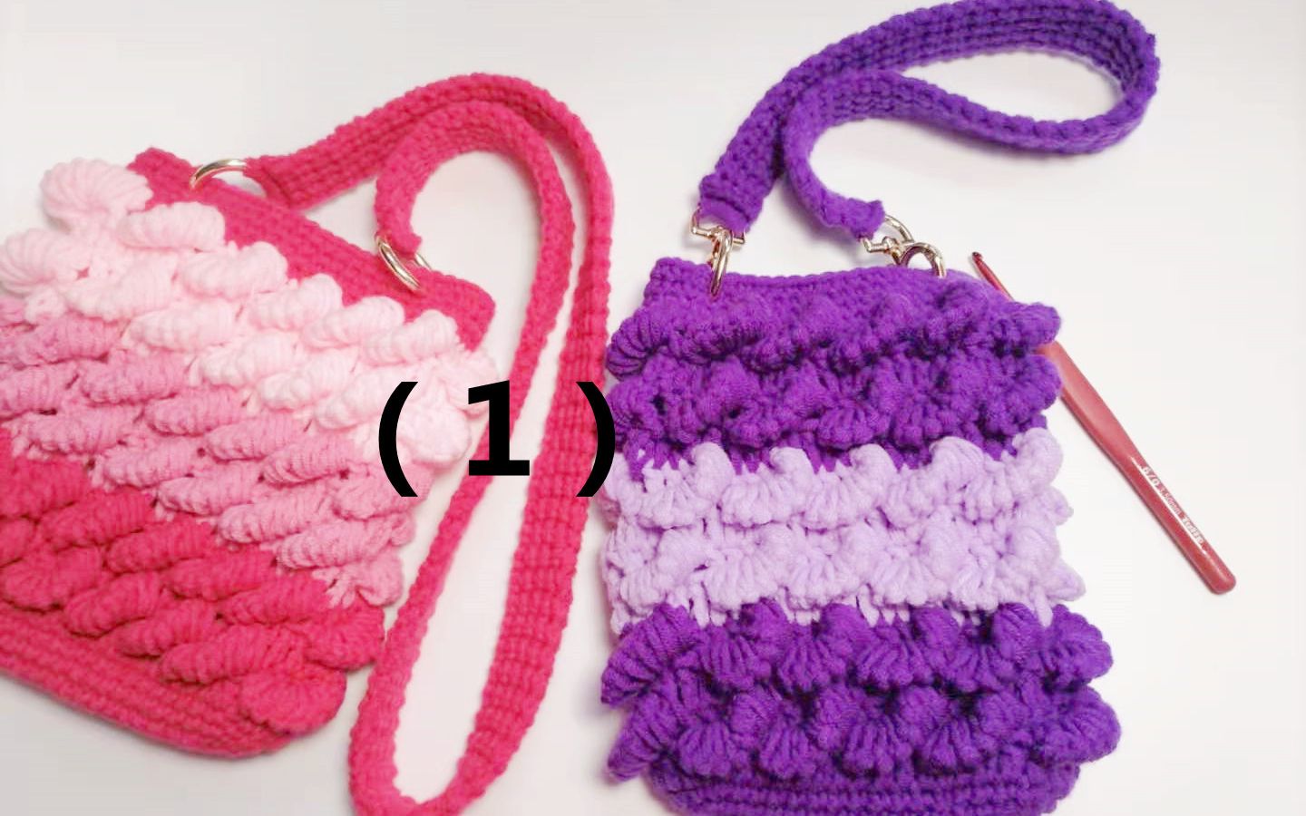 (1)简单好编织的手提包 可爱包包 钩针编织教程 收藏编织吧