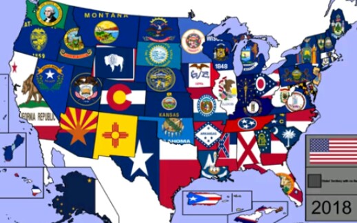 1776-2018年美国各州和地区旗帜演变