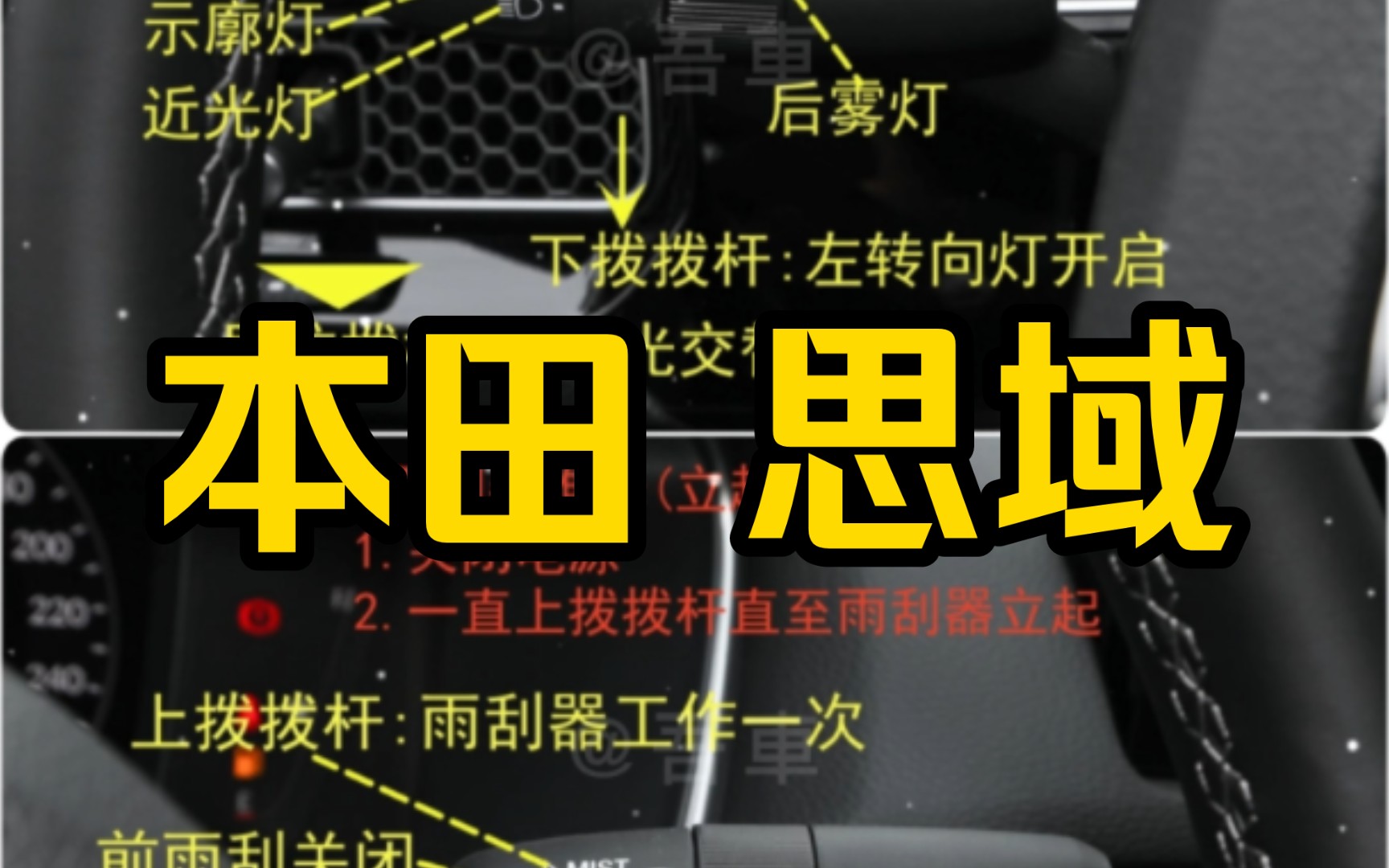 本田思域 车内开关按键功能图解说明书。