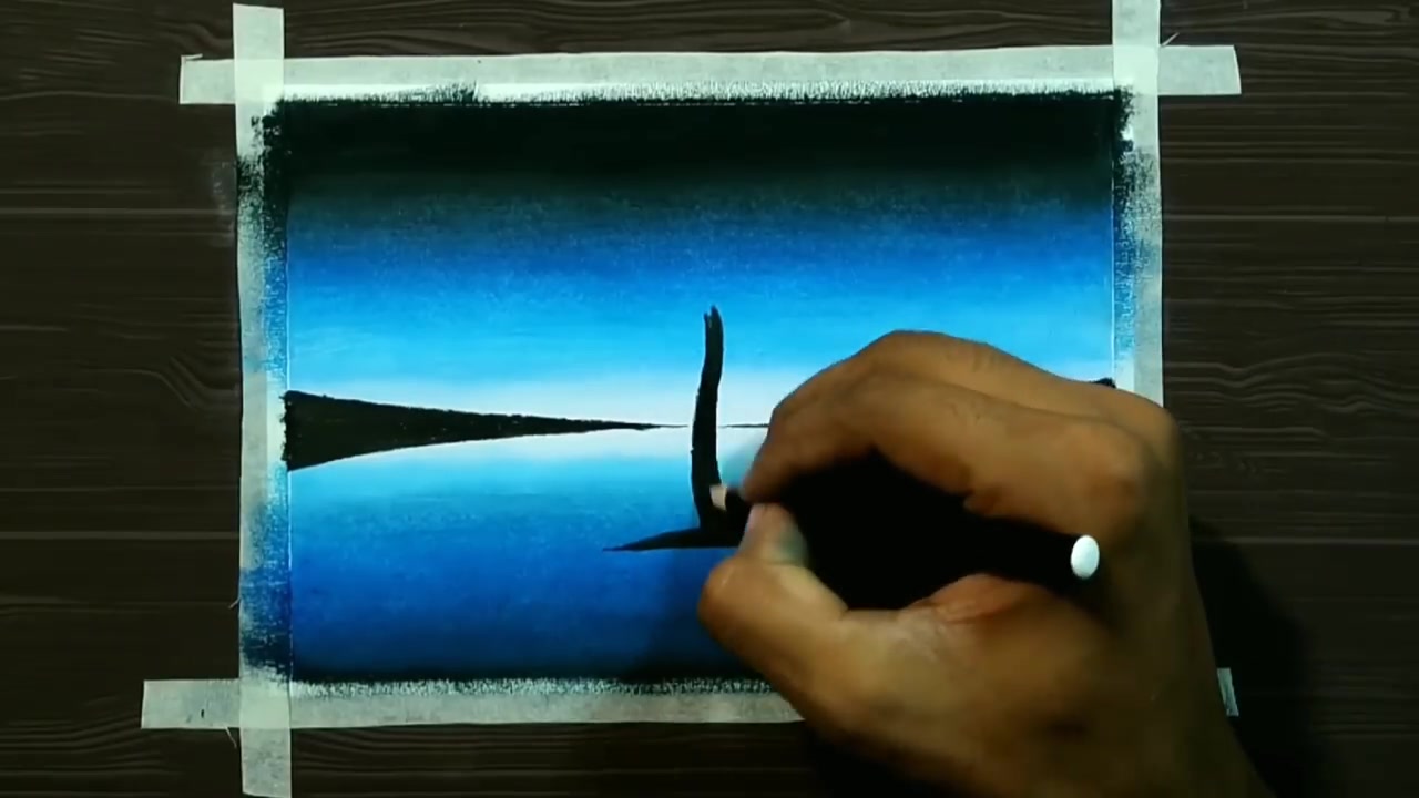 手残党秒变高手——油蜡笔新手绘画教程 A Bluelight wonderful tree