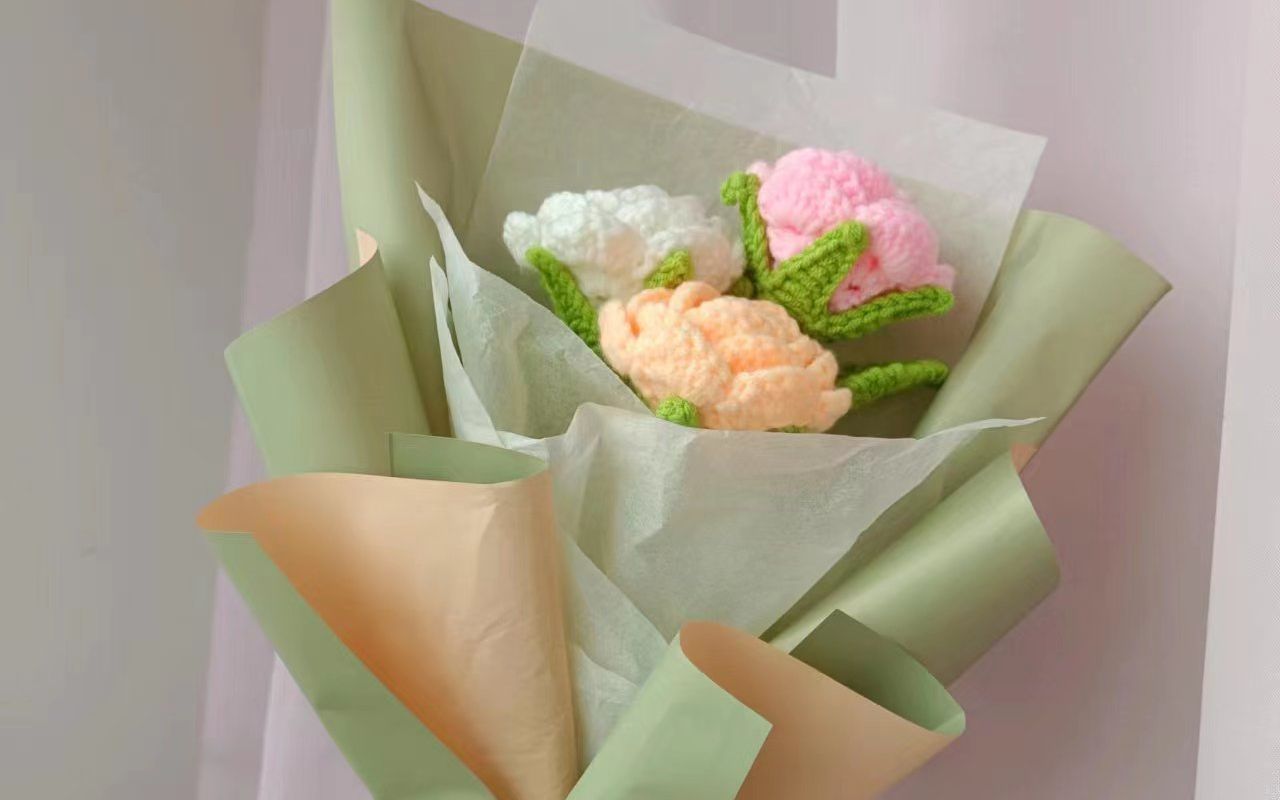 玫瑰花钩织教程(一),方法简单,学会送给爱的人