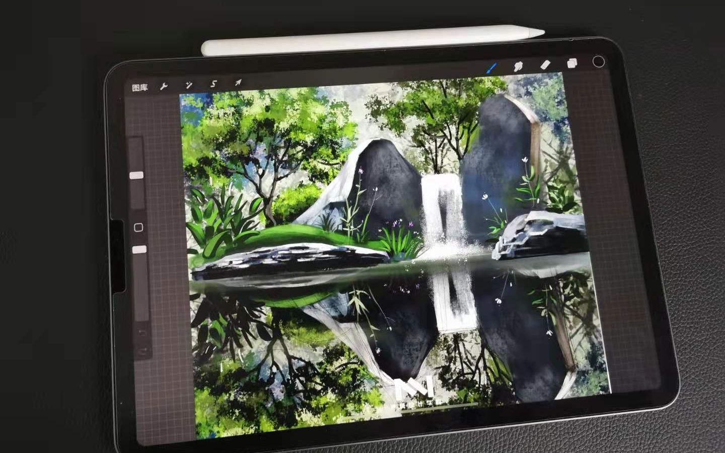【iPad procreate】园林景观山石水景快速手绘