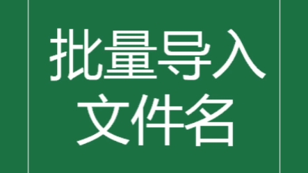 Excel批量导入文件名