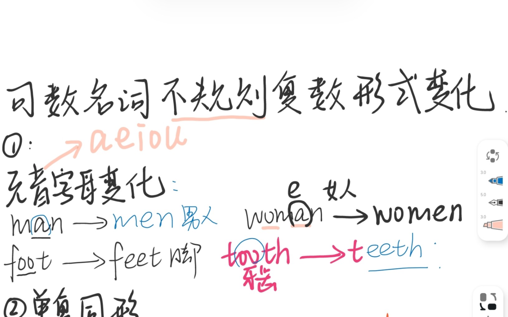 可数名词不规则复数形式变化