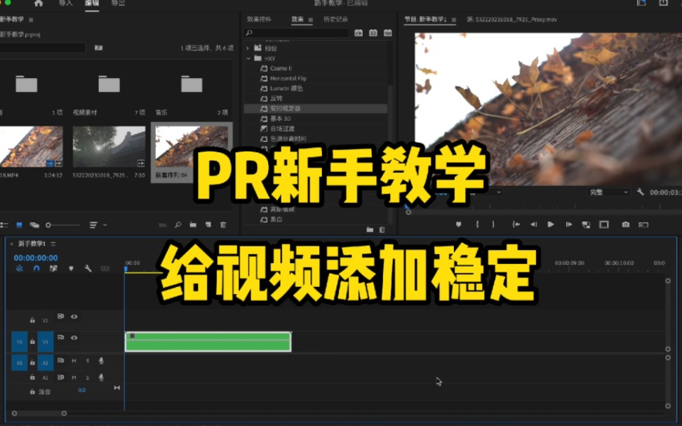 PR新手教学:给视频添加稳定