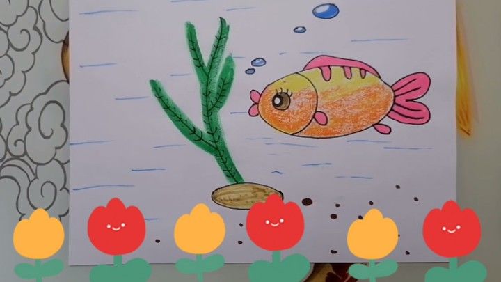 大海里的小鱼儿简笔儿童画